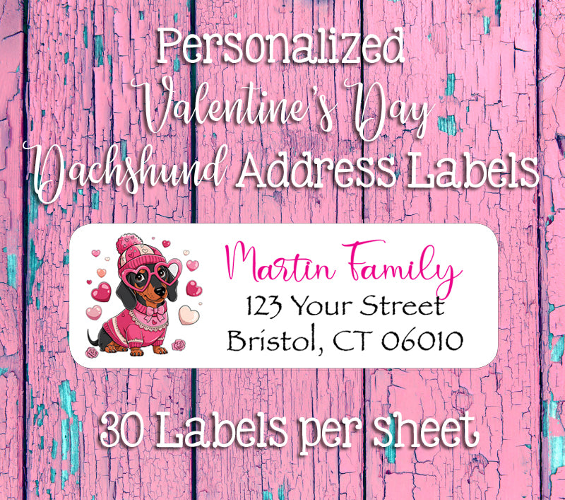 Personalized Valentine's Day Dachshund Return Address Labels - Sets of