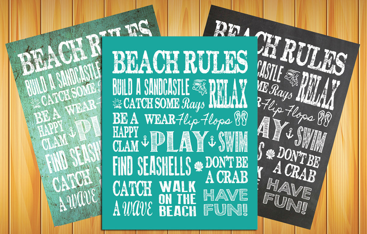 Beach Rules Beach House Design Wall Decor, Instant Download