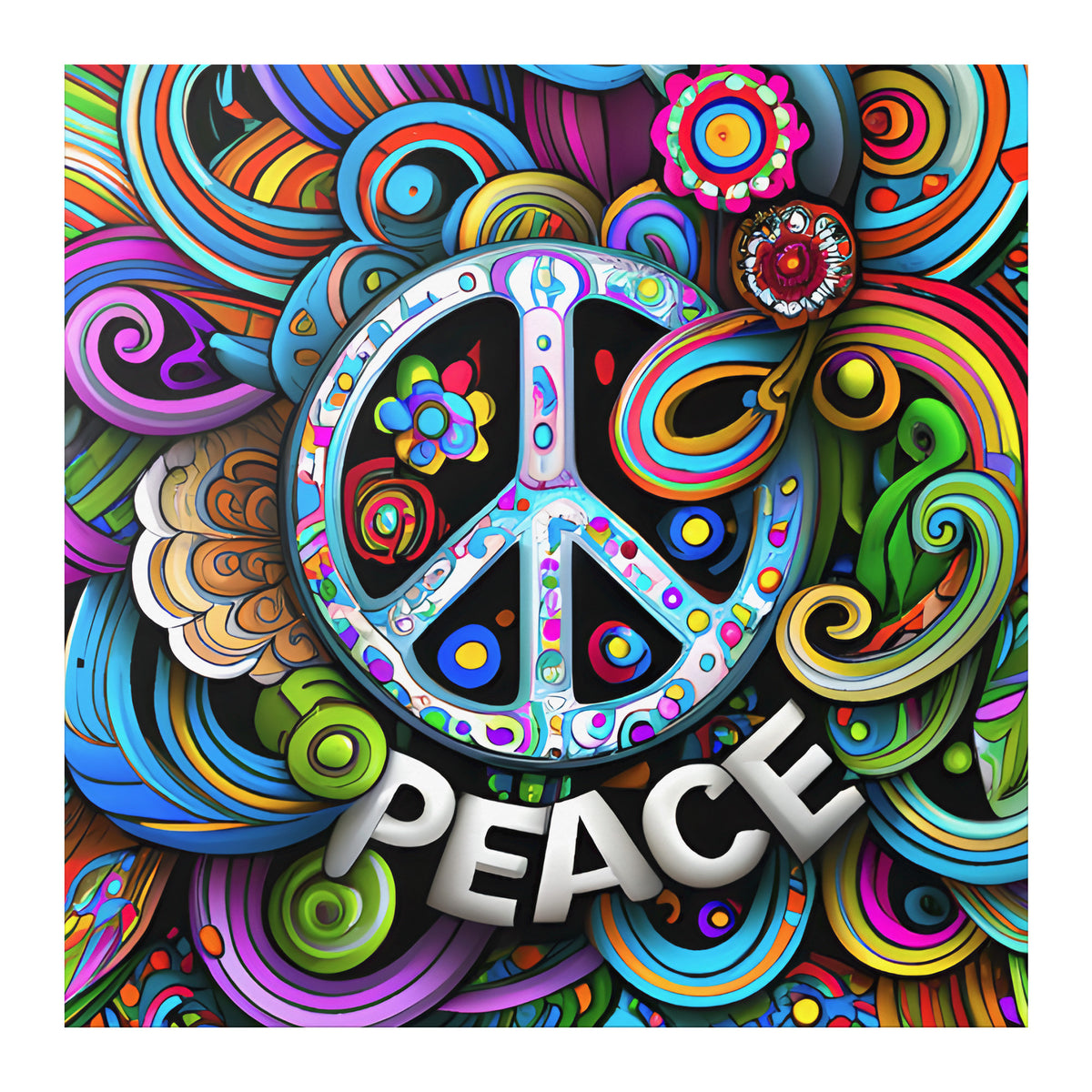 POP ART Look 12x12 PEACE SIGN Poster, Glossy or Matte