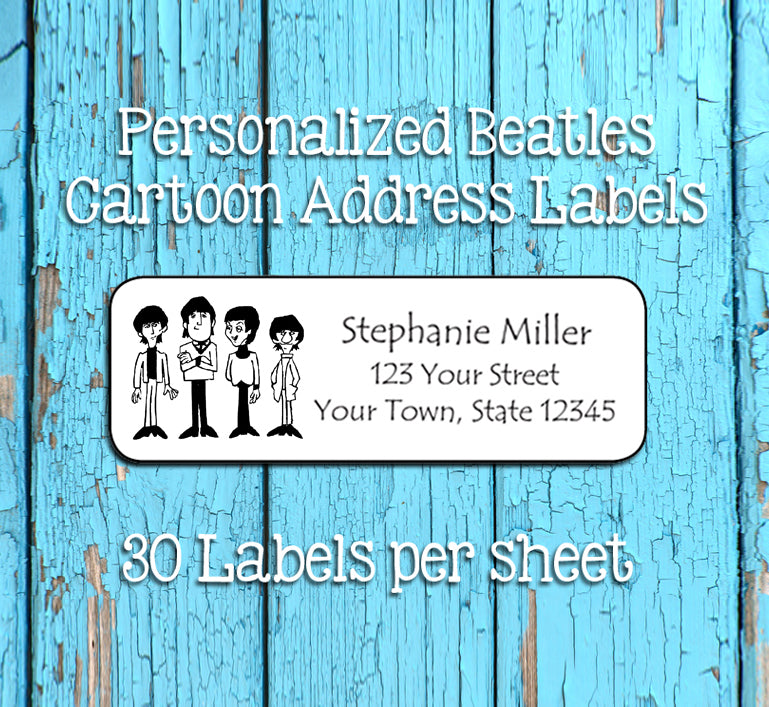Personalized Beatles Cartoon Labels, Property of, ADDRESS Labels