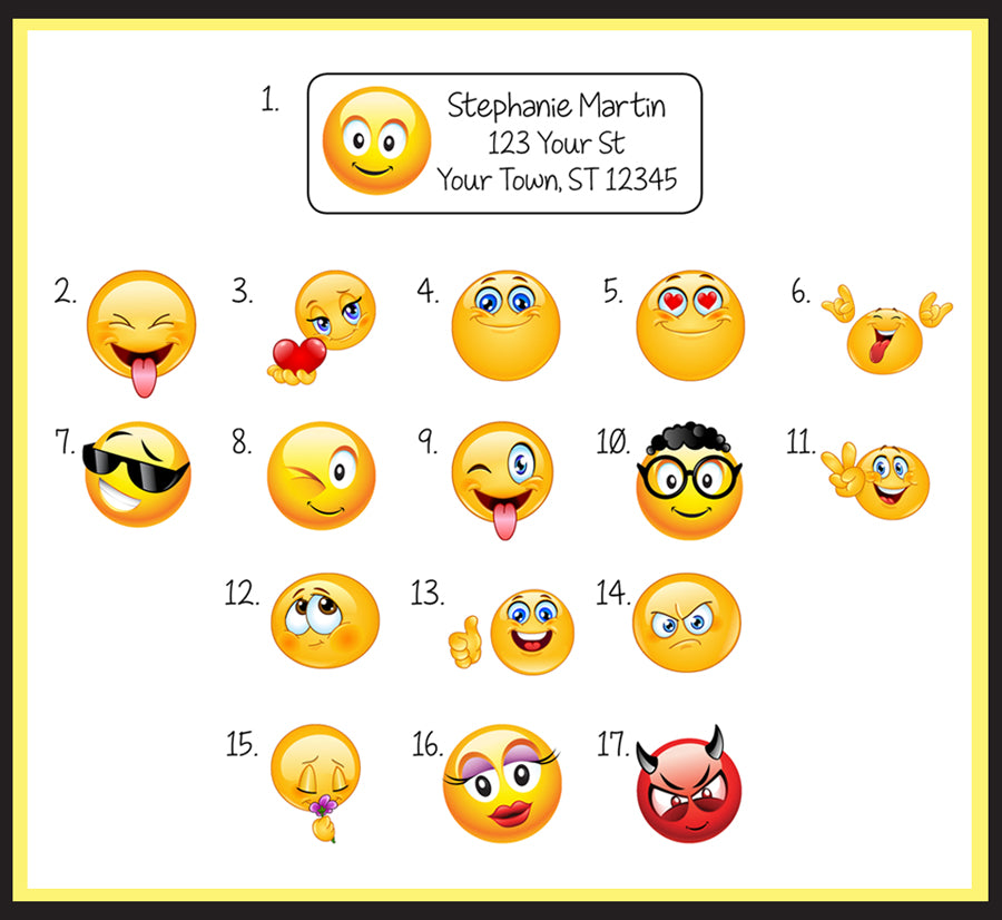 Personalized EMOJI EMOTICON Return ADDRESS Labels - Choose your Favori