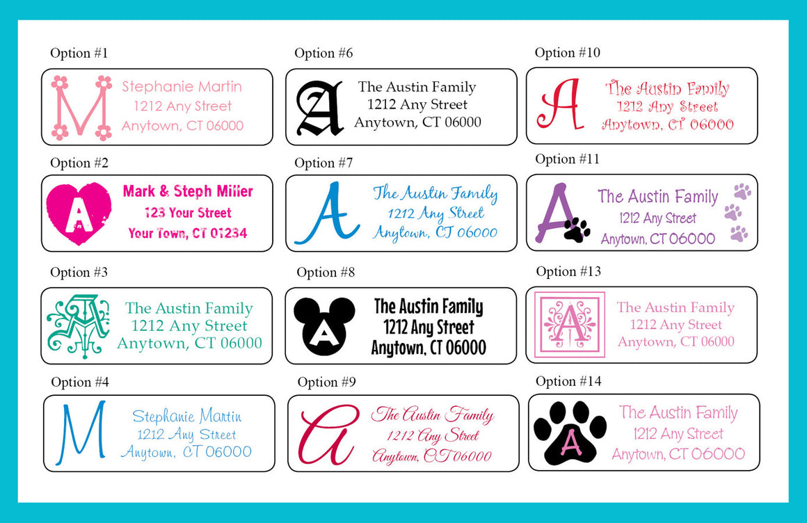 Personalized Monogram Return ADDRESS Labels with family name