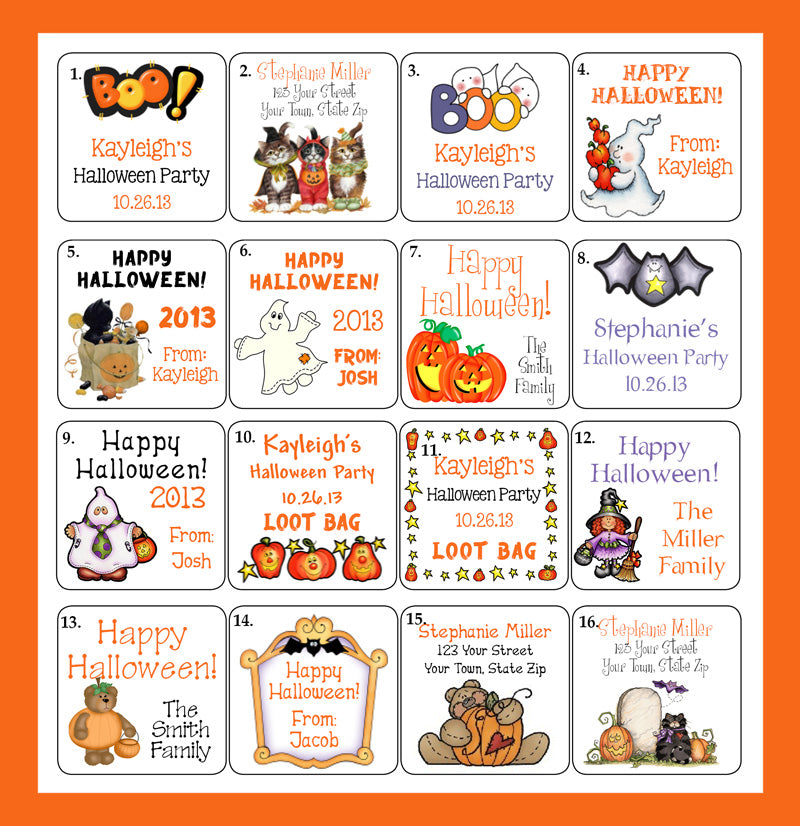 Personalized HALLOWEEN Goody Bag or Favor 2" SQUARE LABELS