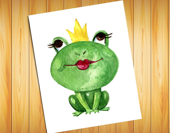 KISSY PRINCESS FROG 8x10 Wall Art INSTANT DOWNLOAD