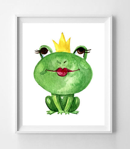 KISSY PRINCESS FROG 8x10 Wall Art INSTANT DOWNLOAD