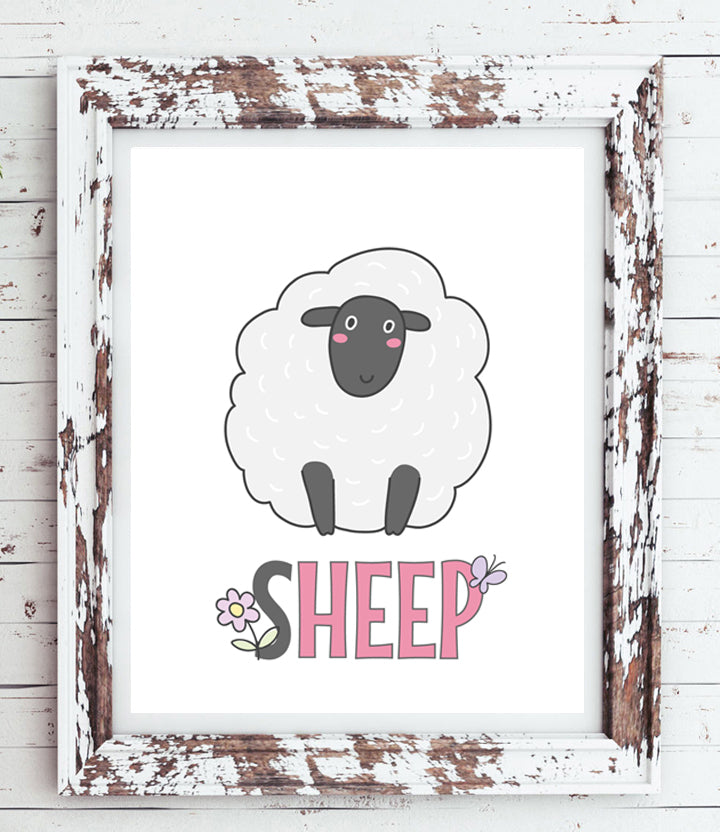 S is for SHEEP Print for Baby's or Child's Room Nursery Decor Boy or G